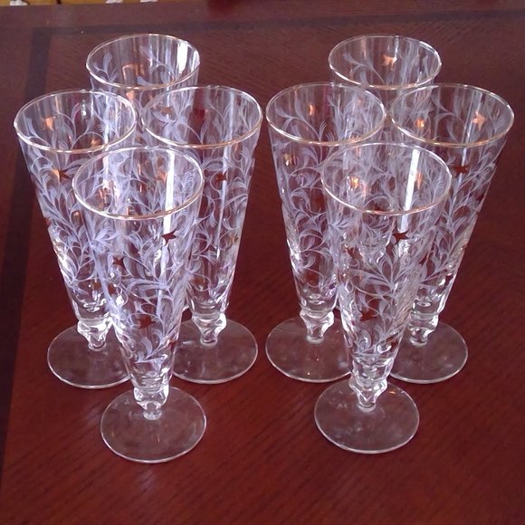 Libbey | Dining | Set Of 8 Vintage Gold And White Royal Fern Libbey ...
